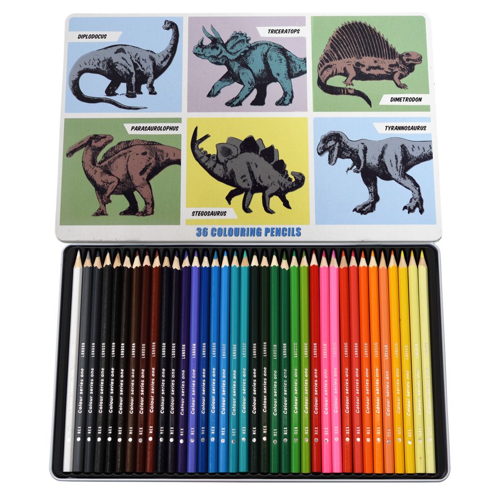 Rex London 36 Coloured Pencils Dinosaurs – Plato's Wonder. Create. Discover